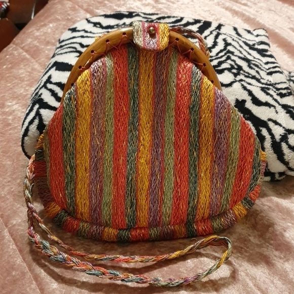 Vintage | Bags | Vtgrafia Rainbow Clam Purse | Poshmark